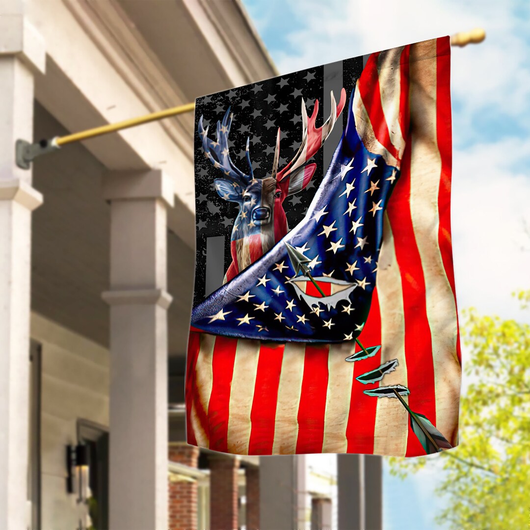 Hunting Deer Double-sided Flag American Deer Flag USA Deer - Etsy