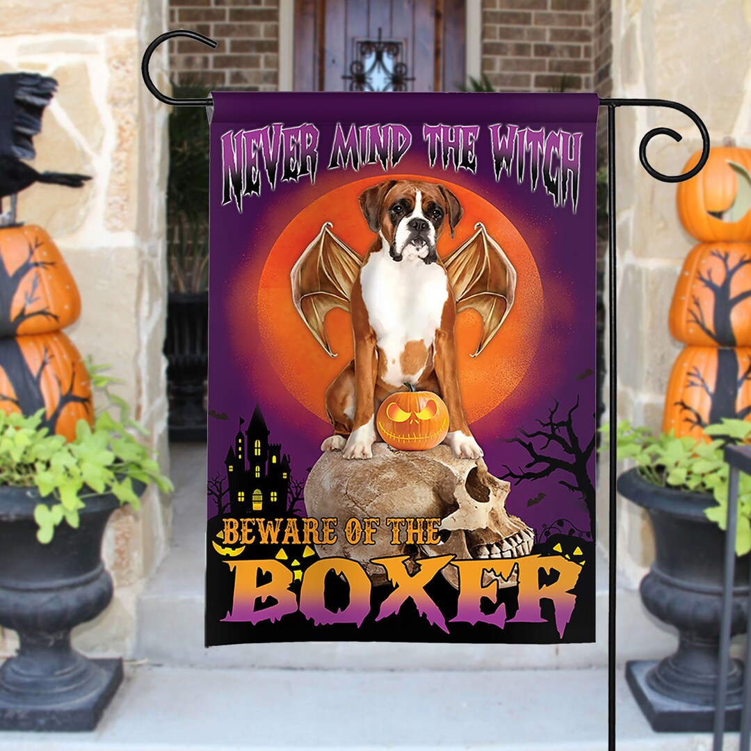 Never Mind the Witch Beware of the Boxer Flag Halloween Boxer - Etsy