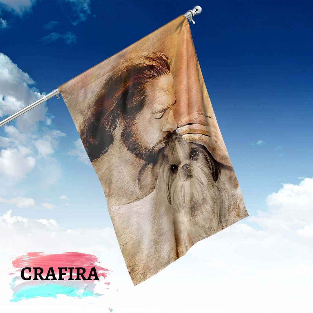 Jesus Shih Tzu Double-sided Flag Shih Tzu Dog Religious Flag - Etsy