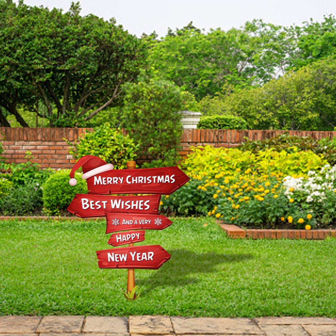 Merry Christmas Wood Road Yard Sign Christmas Lawn Yard Sign - Etsy