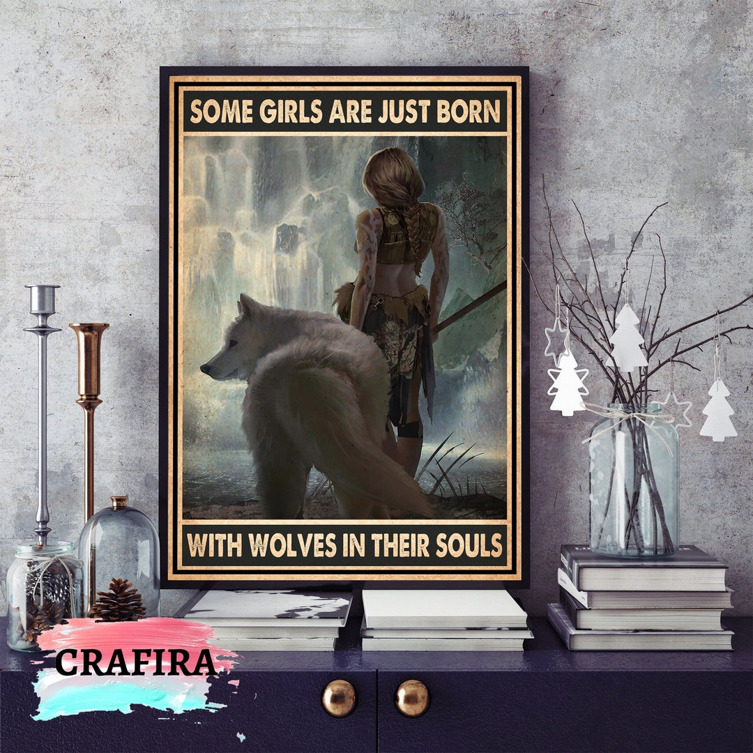 Love Wolf Vintage Poster Some Girls Are Just Born With Wolves - Etsy