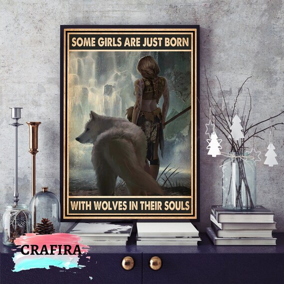 Love Wolf Vintage Poster Some Girls Are Just Born With Wolves - Etsy
