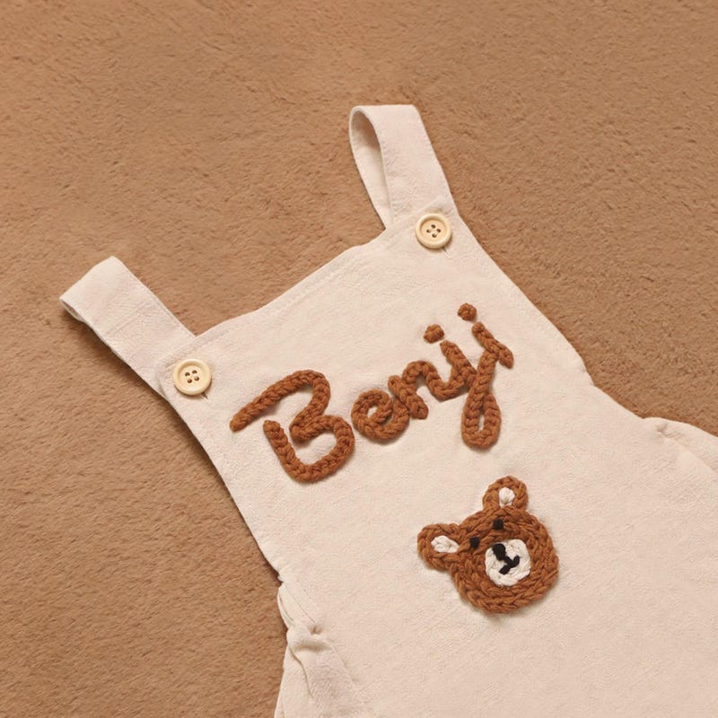 Embroidered Bear Romper - Etsy UK