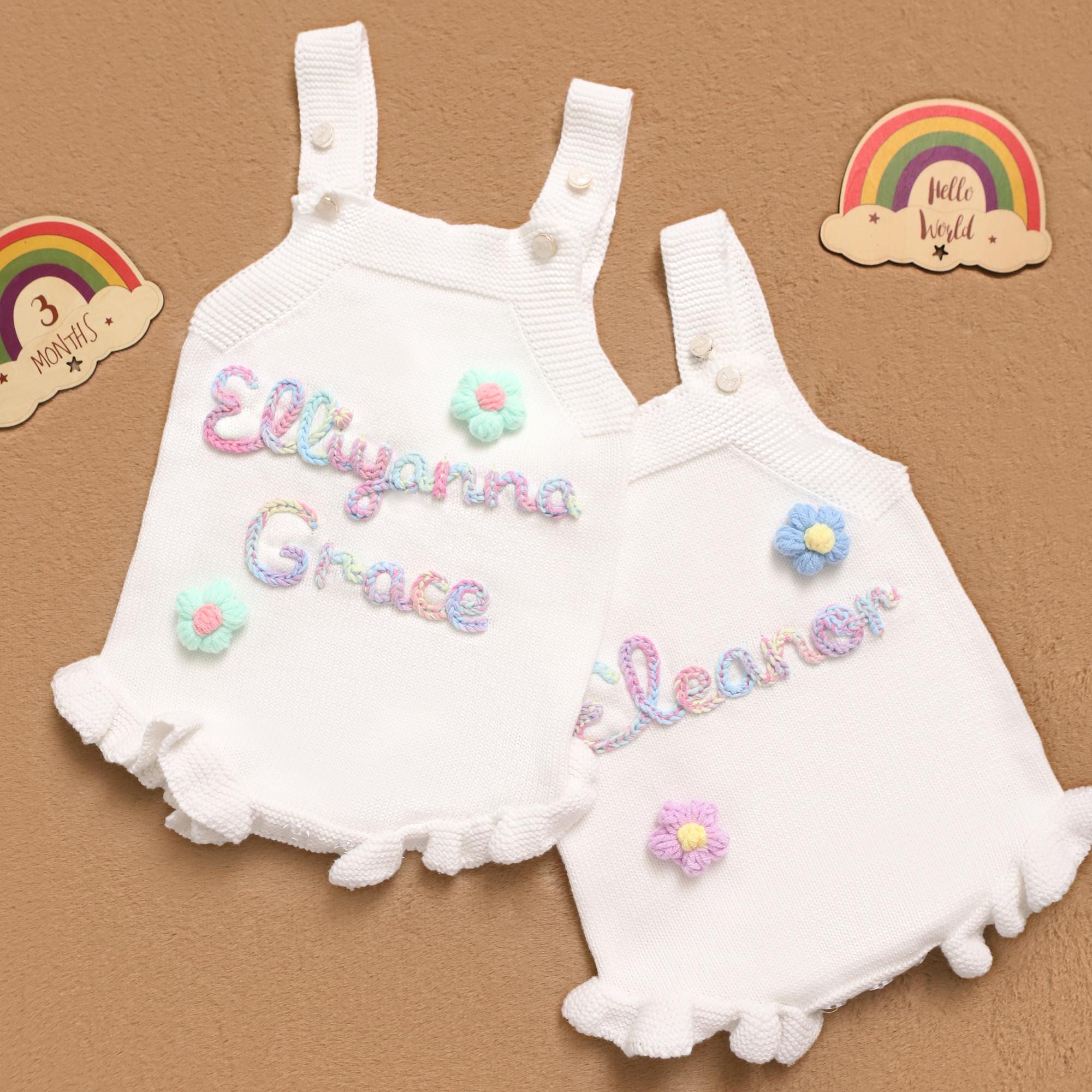 Personalized Baby Romper Name-knitted Baby Bubble Romper-custom Name ...