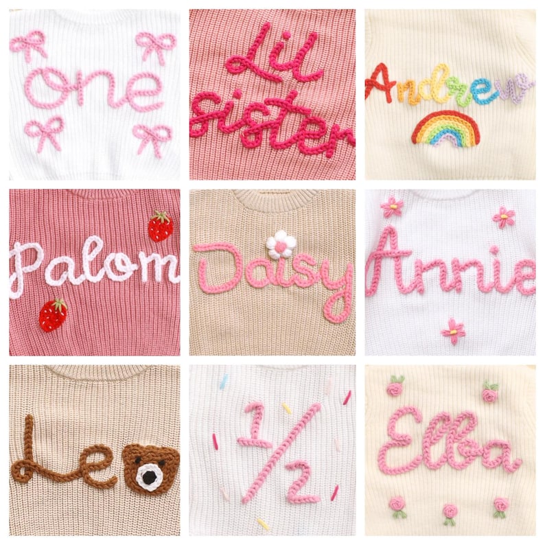 Personalized Hand Knitted Baby Girl Cardigan, Embroidered Baby Cardigan ...