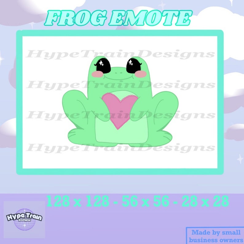 1x Frog With Heart Emote Static Emote Kawaii Use With Twitch Discord ...