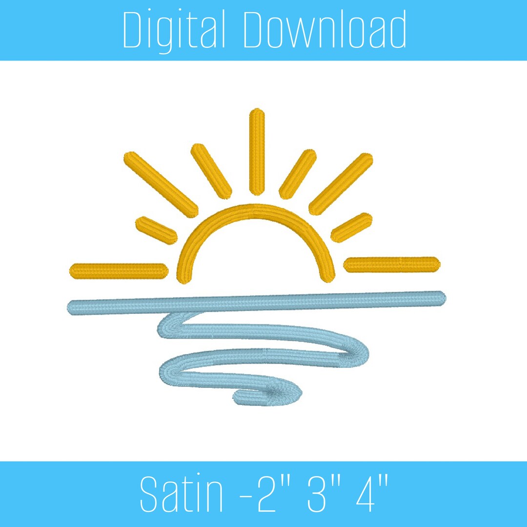 Sun Water Sunset Sunrise Satin Stitch Summer Ocean Nautical Applique ...