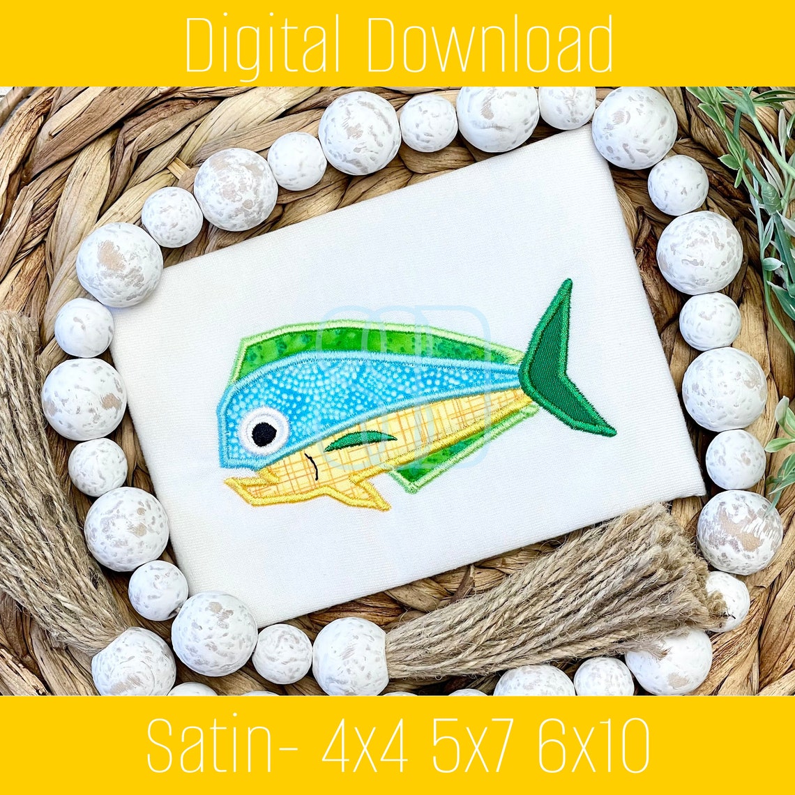 Mahi Mahi Dolphin Fish Satin Stitch Summer Ocean Nautical Applique ...