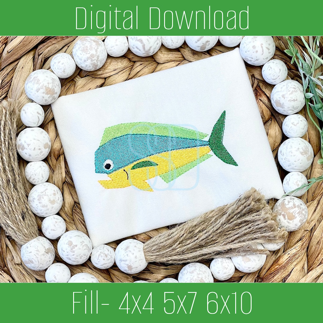 Mahi Mahi Dolphin Fish Fill Stitch Summer Ocean Nautical Applique ...