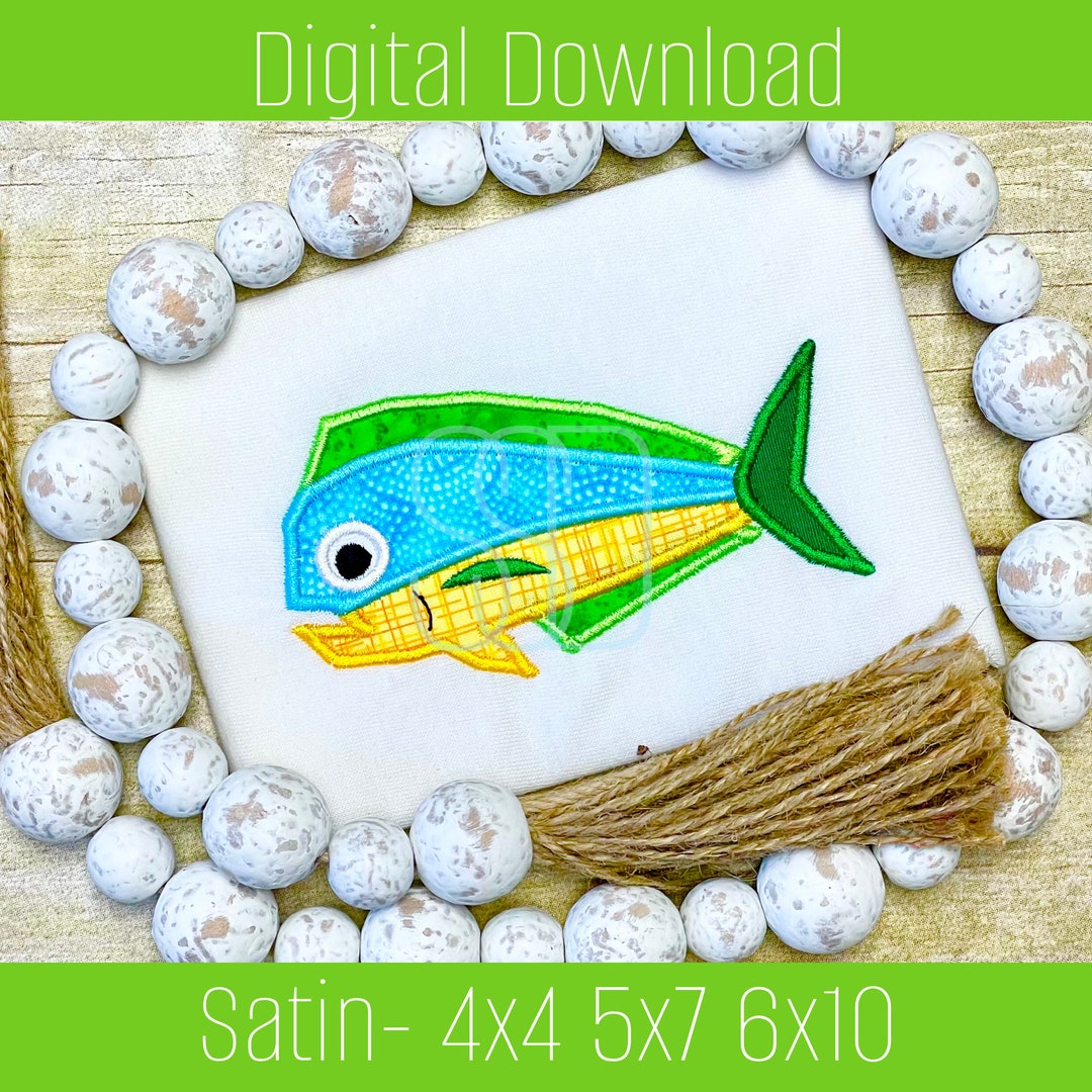Mahi Mahi Dolphin Fish Satin Stitch Summer Ocean Nautical Applique ...