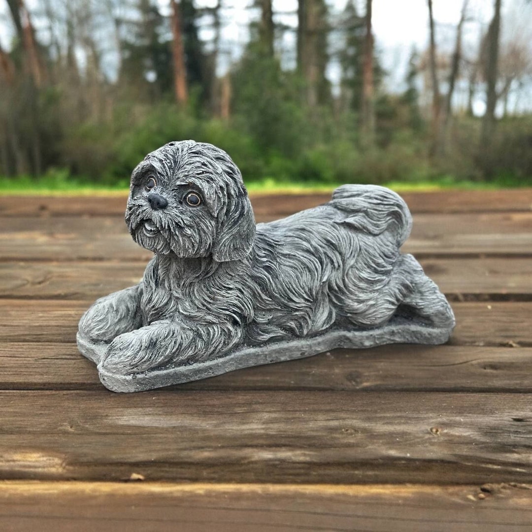 Shih Tzu Garden Statue, Concrete Dog Memorial Yard Decor, Dog Lovers ...