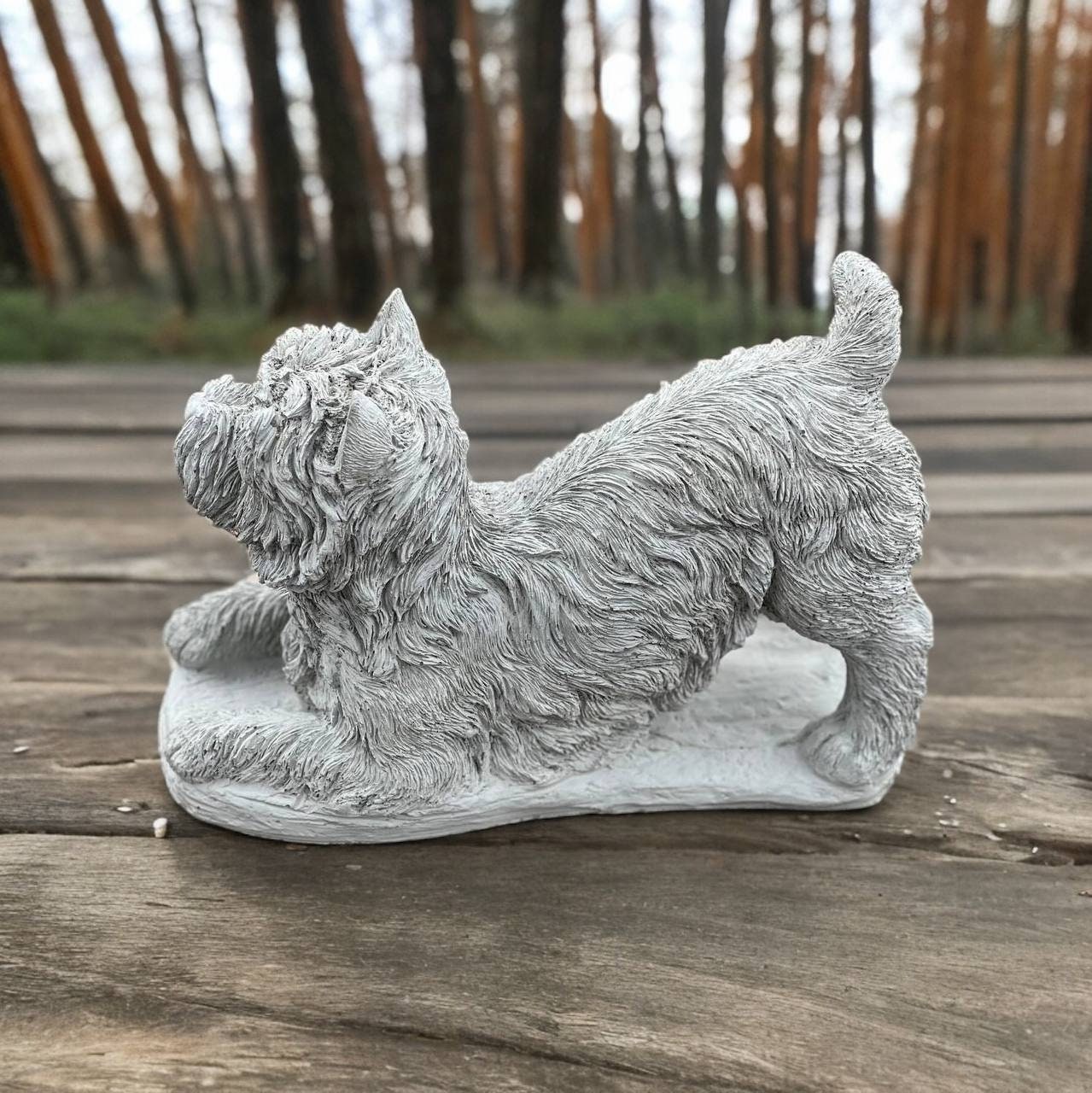 Crouching Terrier Dog Statue, Realistic Pet Decoration Sculpture ...