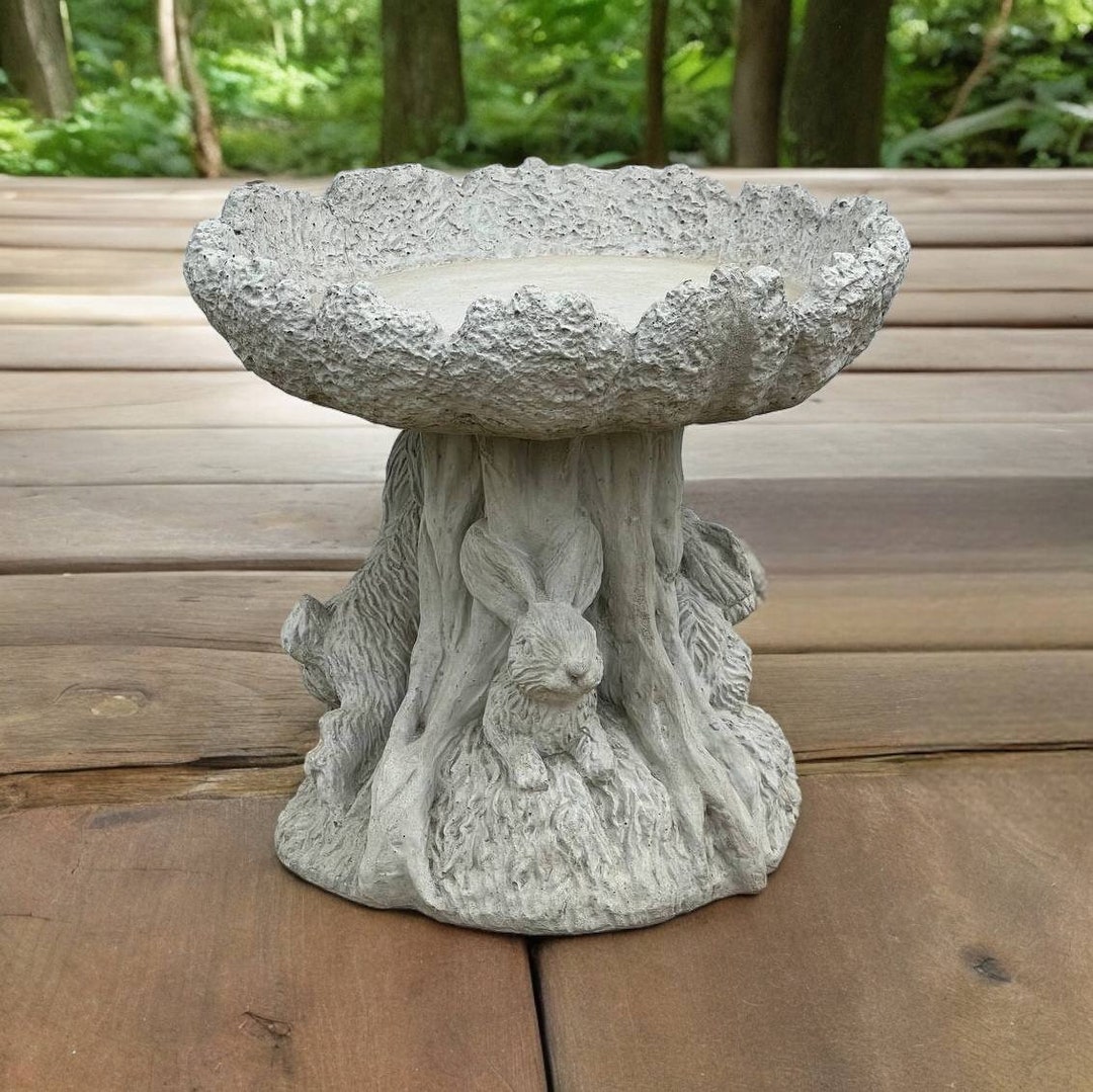 Massive Bird Bath Rabbits Statue, Realistic Water Bowl With Animal ...
