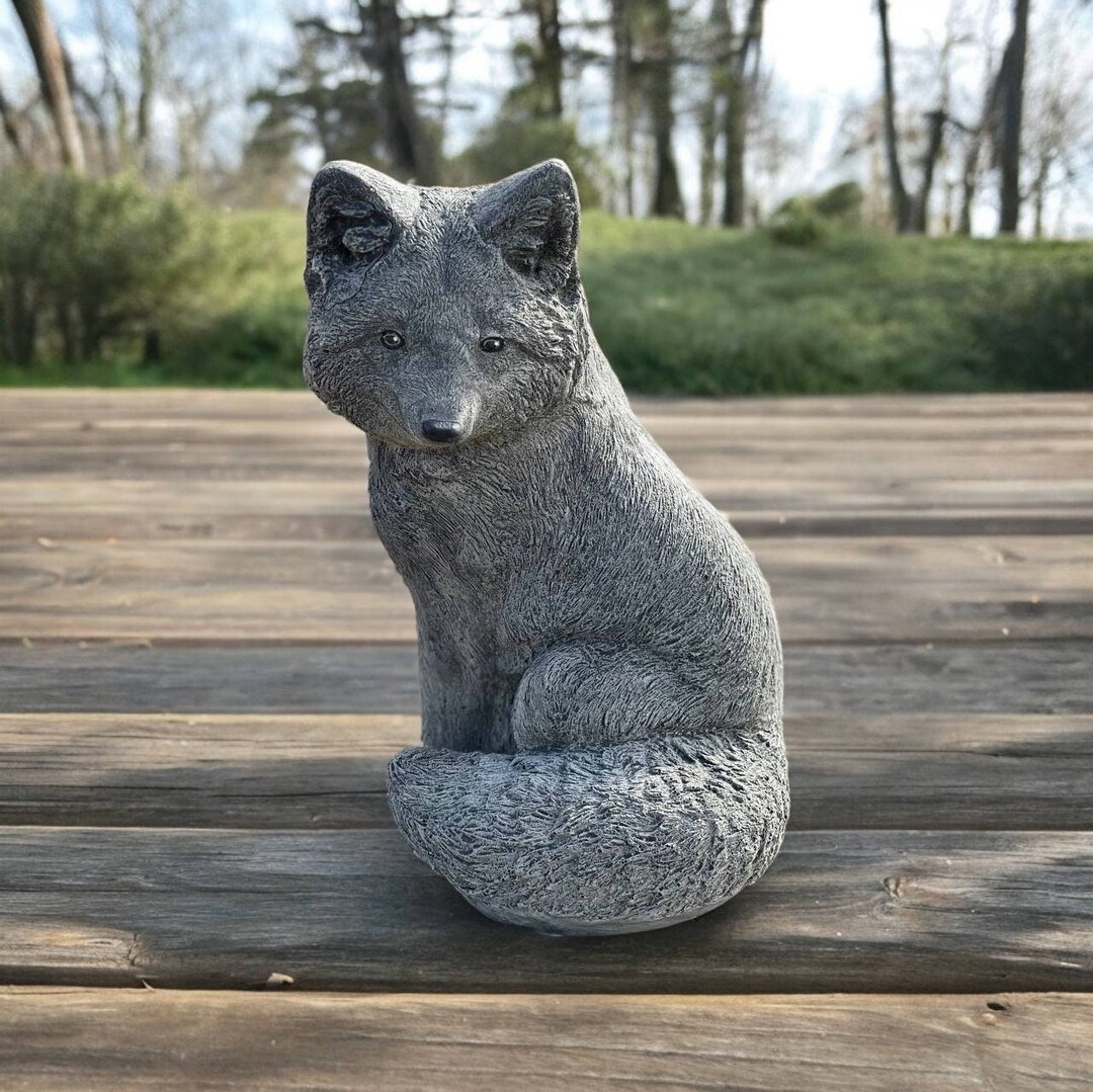 Solid Sitting Fox Statue,fox Lovers Gift,fairy Garden Sculpture ...