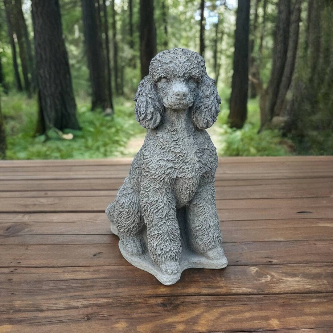 Concrete Poodle Statue, Pet Memorial for Backyard or Patio, Realistic ...