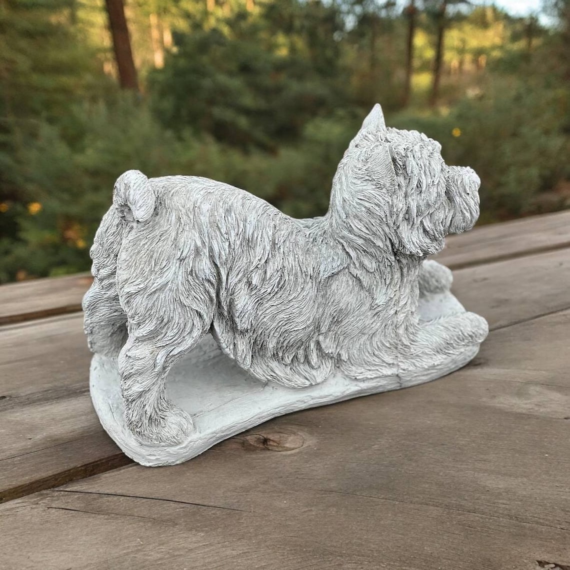 Crouching Terrier Dog Statue, Realistic Pet Decoration Sculpture ...