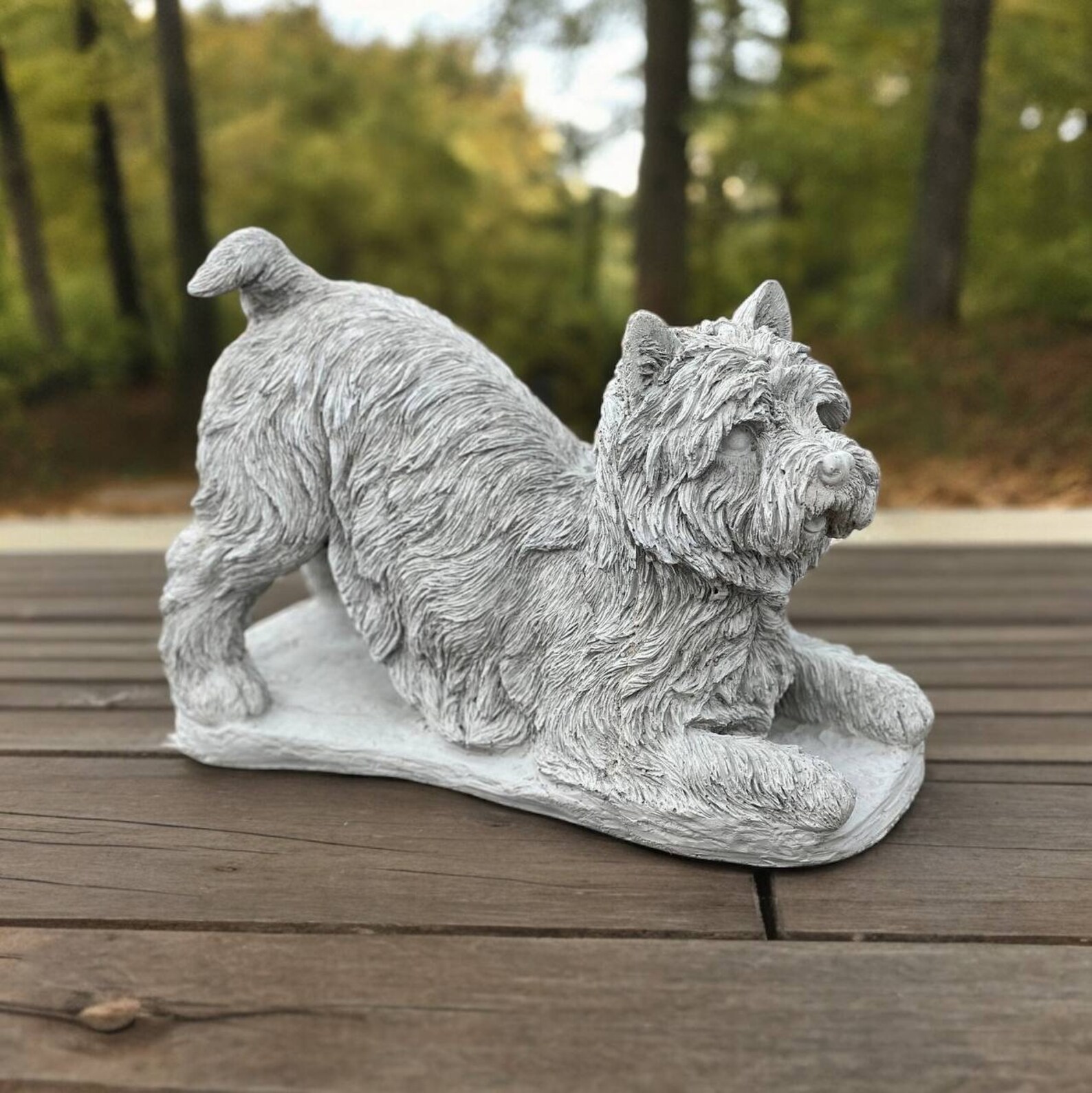 Crouching Terrier Dog Statue, Realistic Pet Decoration Sculpture ...