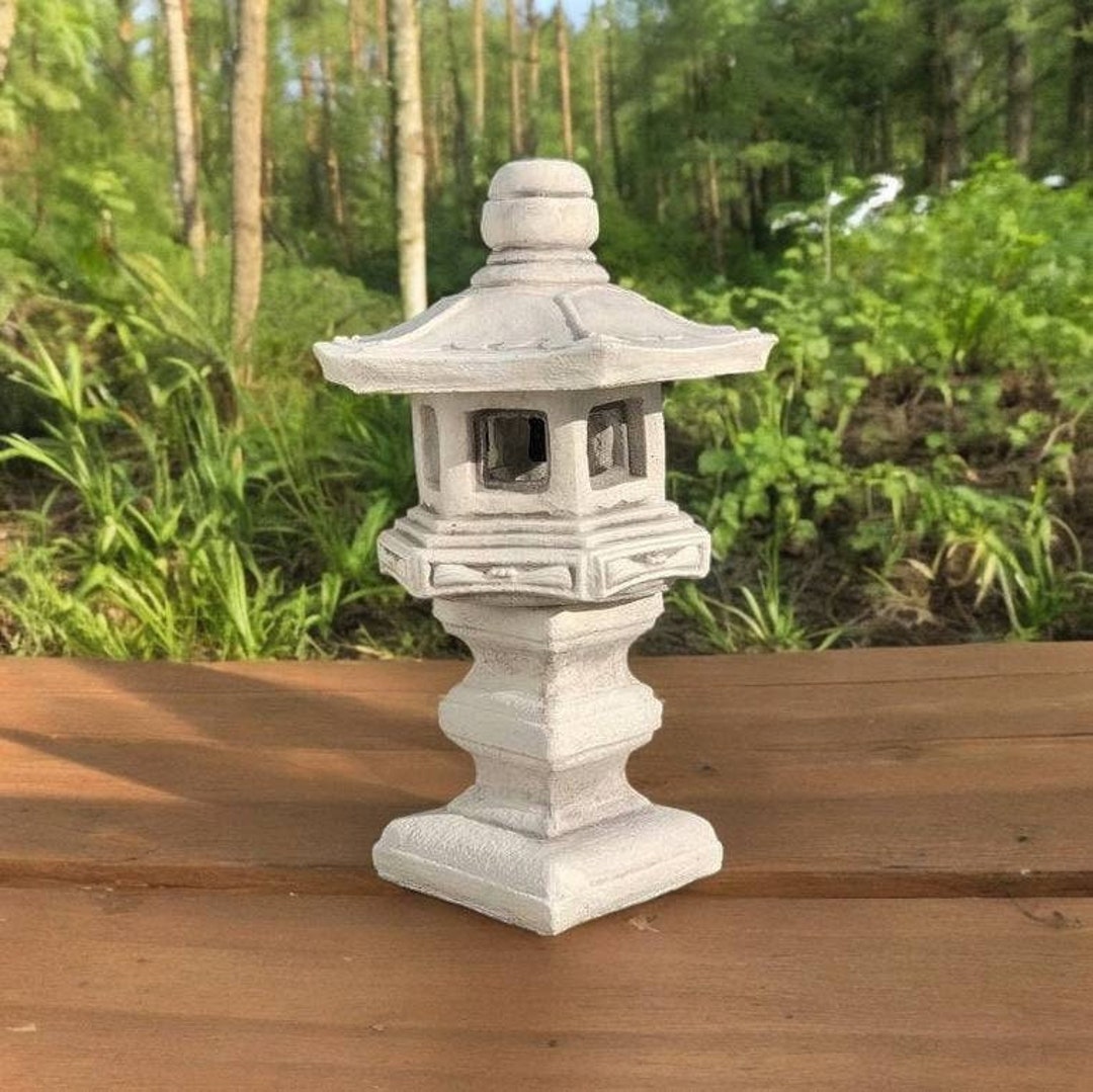 Concrete Pagoda Two Piece Statue, Cement Lantert Figure, Garden or ...