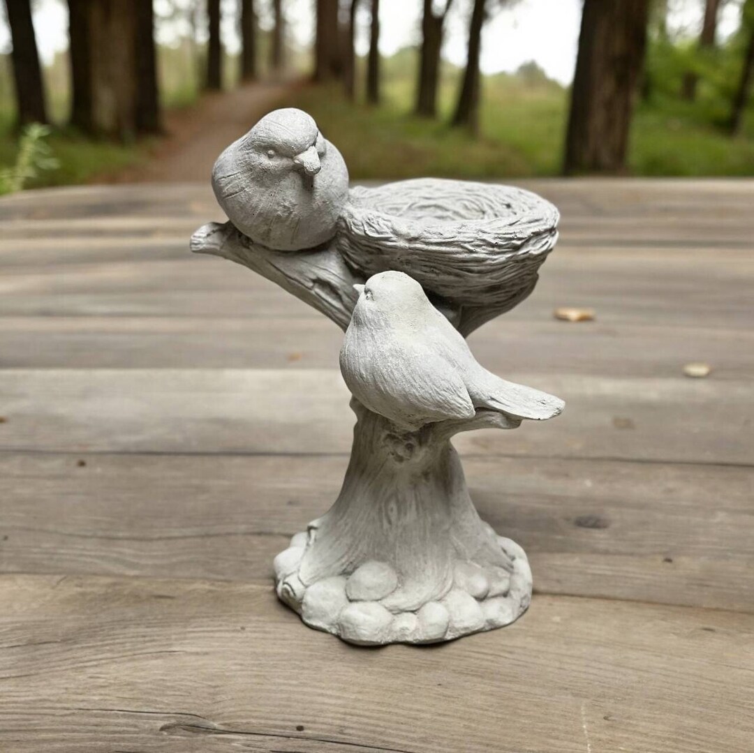 Concrete Birds With Nest Statue, Pair Birds Sculpture for Garden, Stone ...