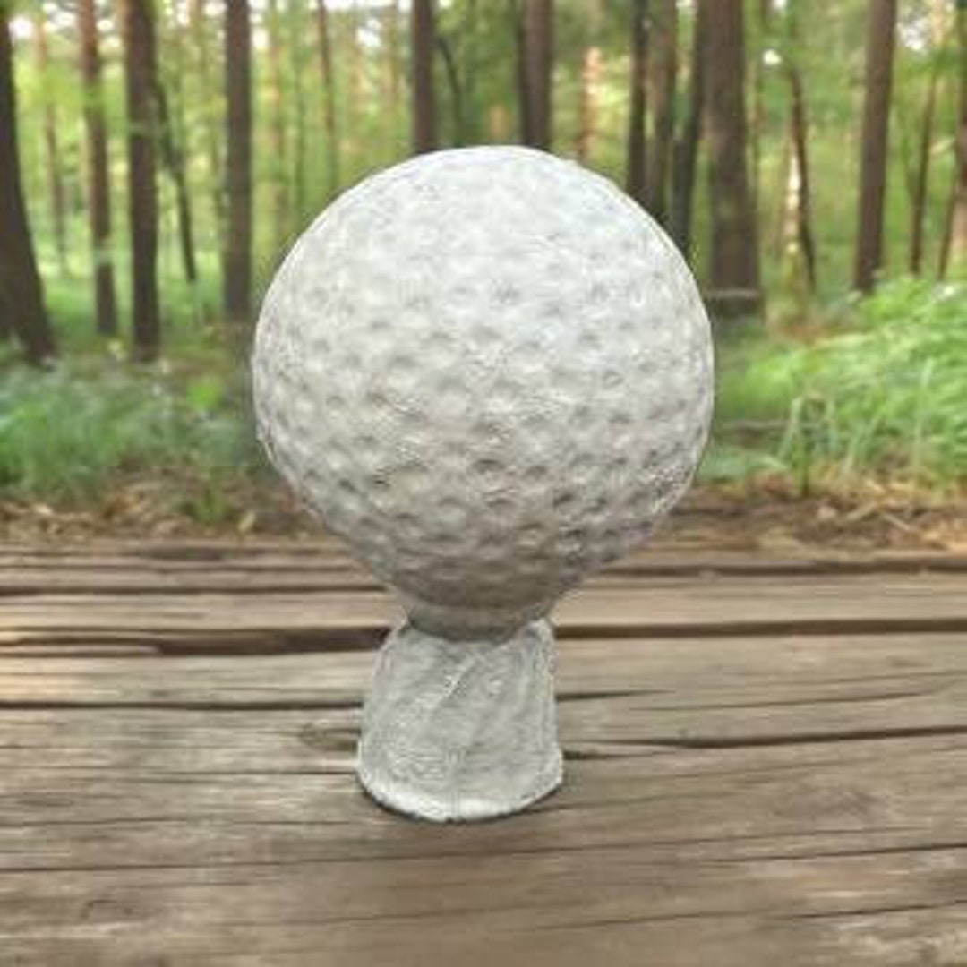Detailed Golf Ball Statue, Concrete Golf Ball on Base Figure, Backyard ...