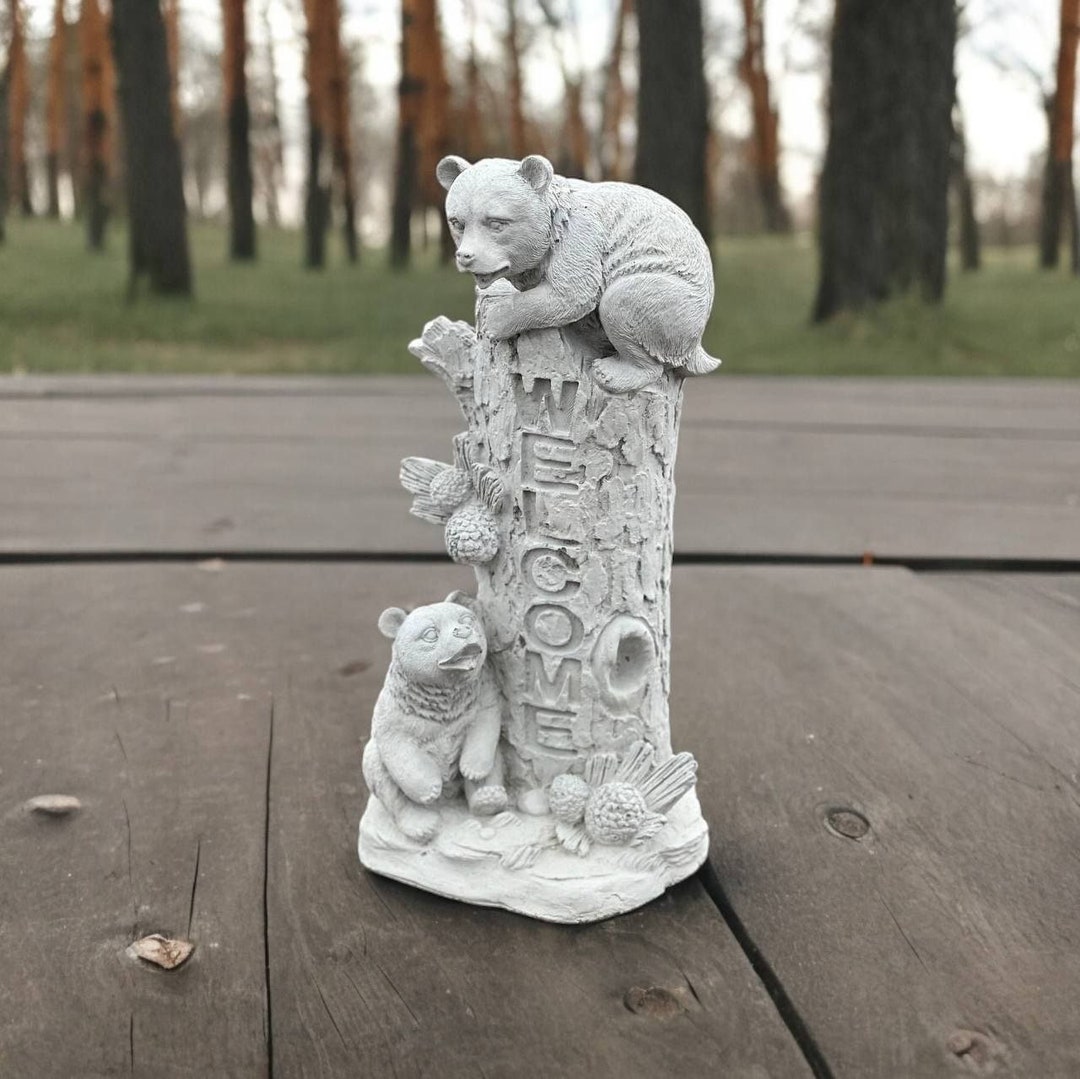 Bears Sculpture, Welcome Two Bears Statue, Garden Animals Figure ...
