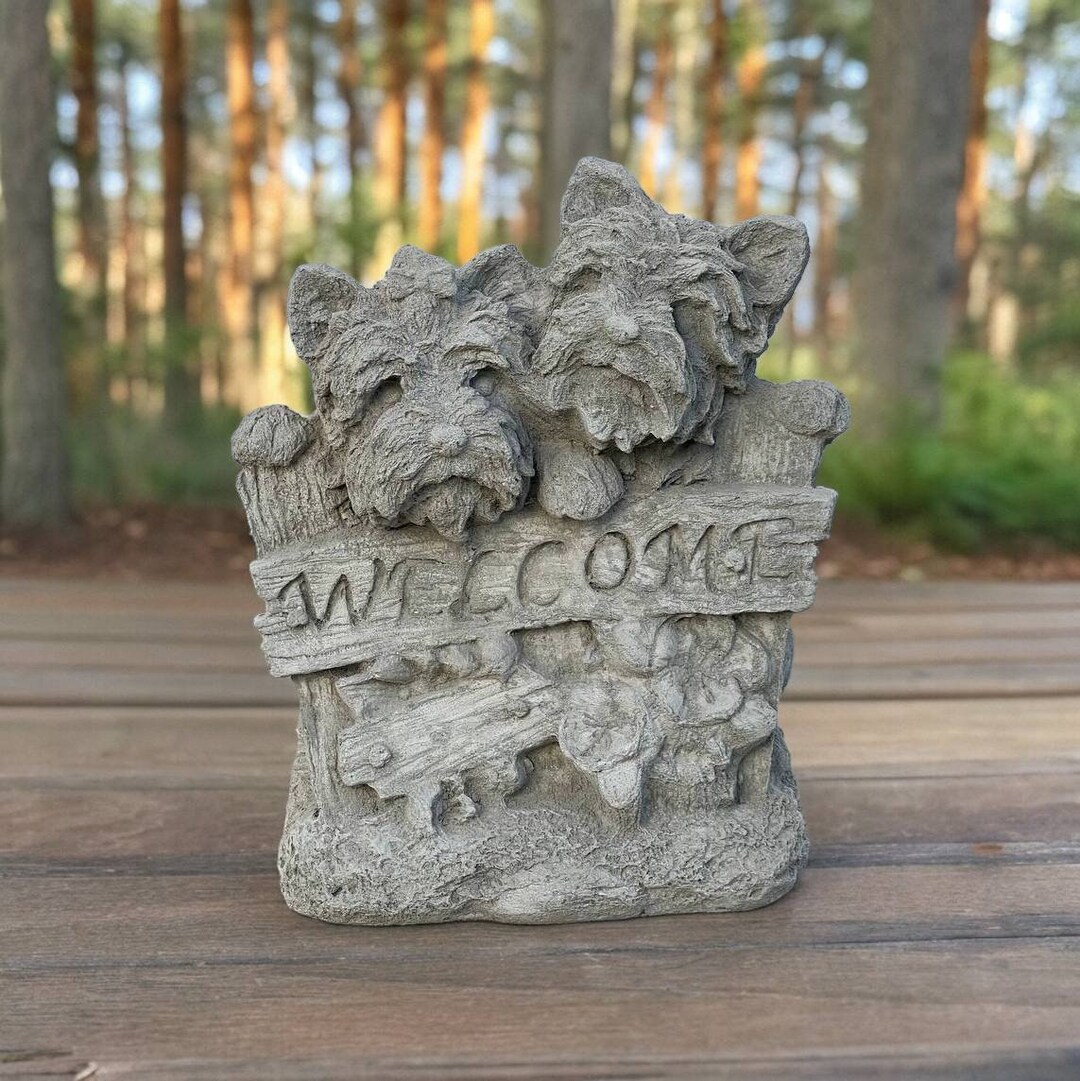 Stone Yorkies Statue, Realistic Yorkshire Terriers Figurine for Garden ...