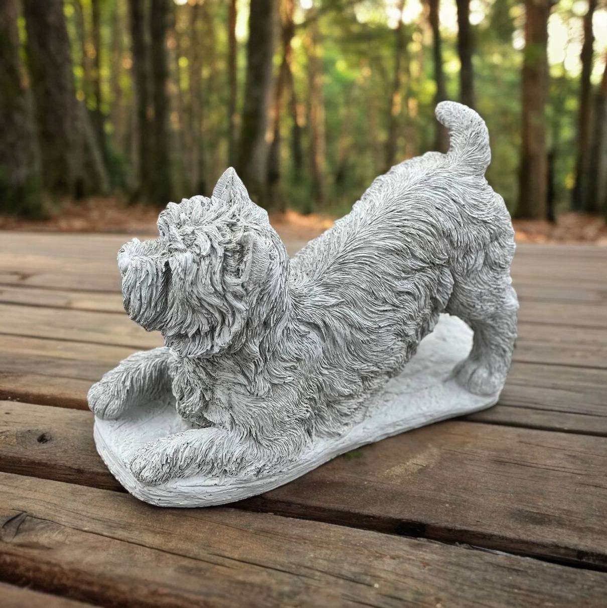Crouching Terrier Dog Statue, Realistic Pet Decoration Sculpture ...