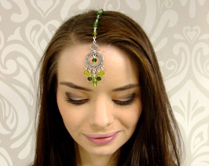 Forest Elf Headpiece in Silver and Greens Silver Tikka - Etsy