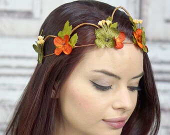 Autumn Bridal Flower Headband Fall Flower Crown Wedding - Etsy