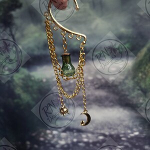 Magic Potion Ear Cuff, Ear Hanger Earring, Choose Your Color, Ear Wrap, Dangle Ear Wrap, Elven ...
