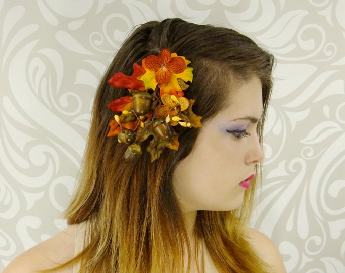 Autumn Leaves and Acorns Fall Boho Hair Clip Fall Fascinator - Etsy