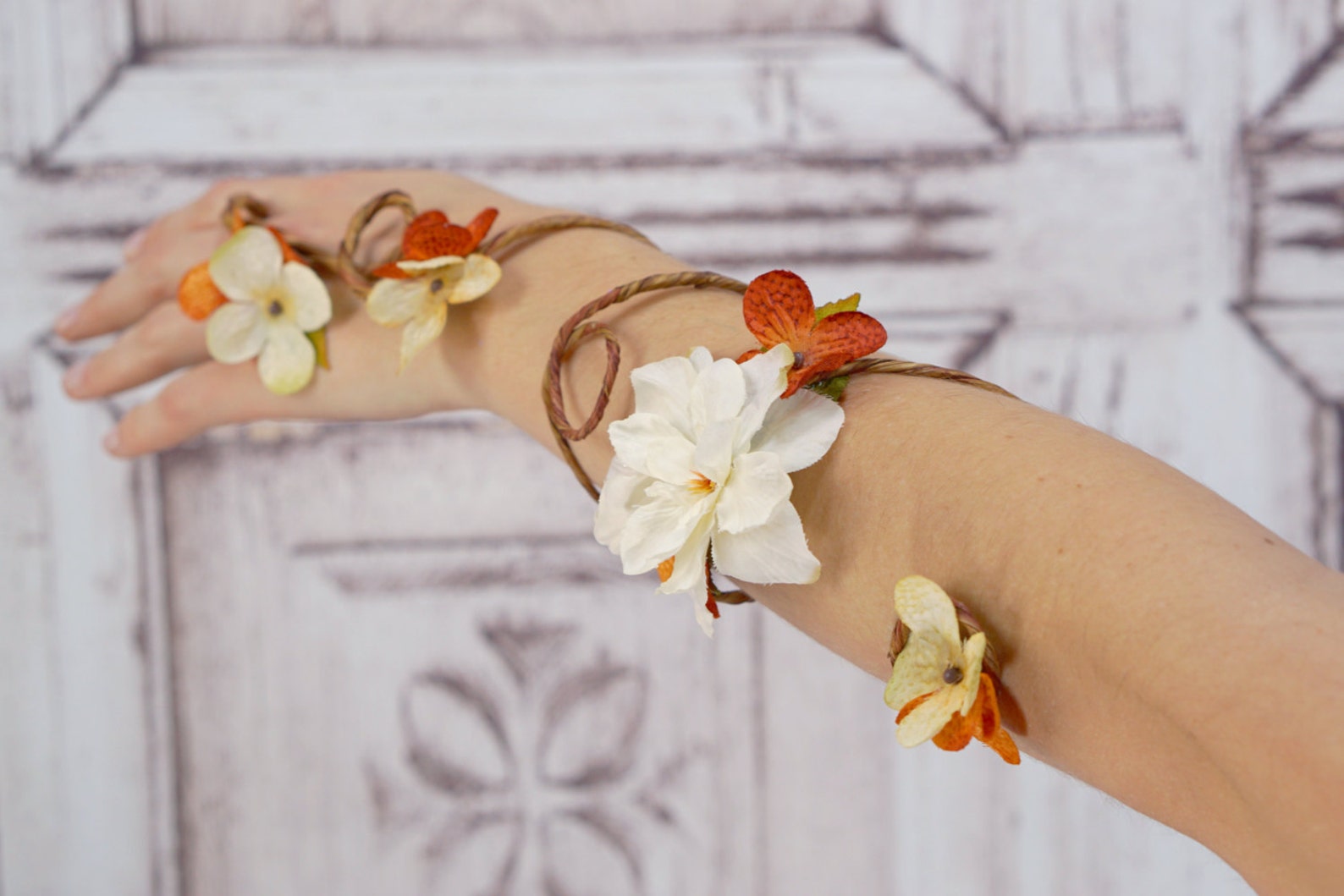 Autumn Flower Wrap Cuff Flower Arm Band Fairy Flower Cuff - Etsy