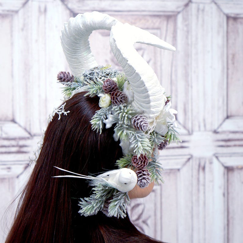 Ice Queen Horned Headdress Winter Woodland Satyr Frozen - Etsy