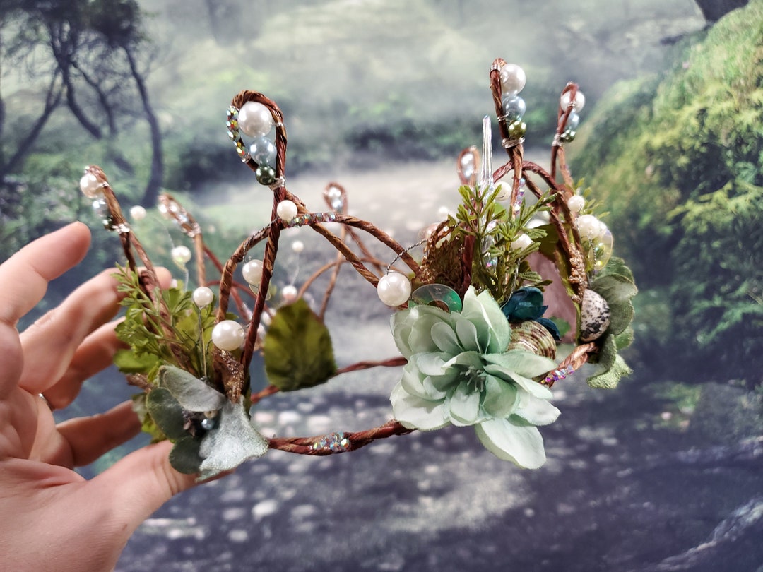 Mermaid Headpiece Seafoam Green and Pearls Water Fairy Headpiece Flower ...