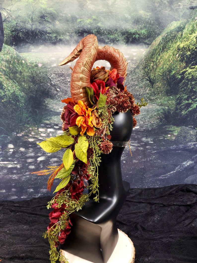 Autumn Goddess Headdress Horned Satyr Forest Headpiece Fall - Etsy