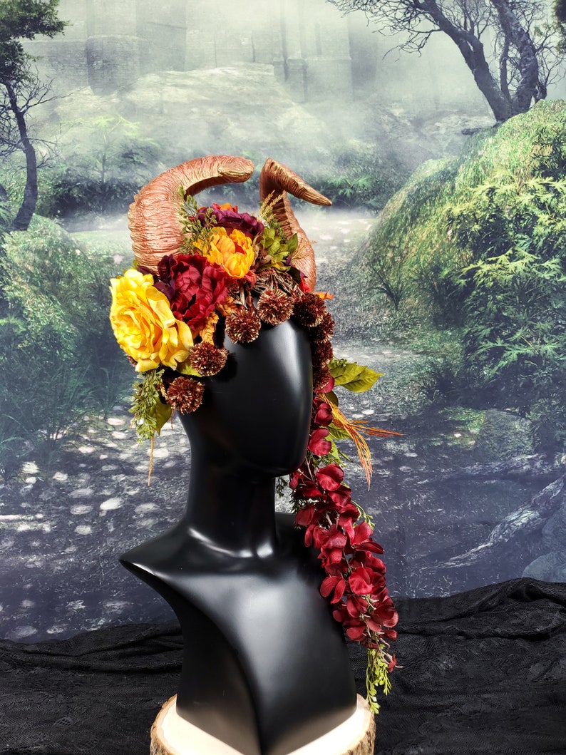 Autumn Goddess Headdress Horned Satyr Forest Headpiece Fall - Etsy