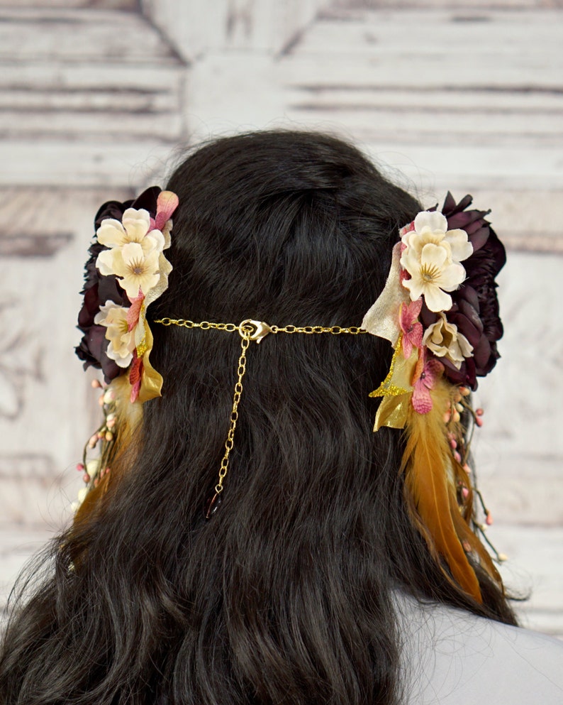 Gypsy Headpiece Plum Ivory And Pink Mucha Boho Headband Etsy
