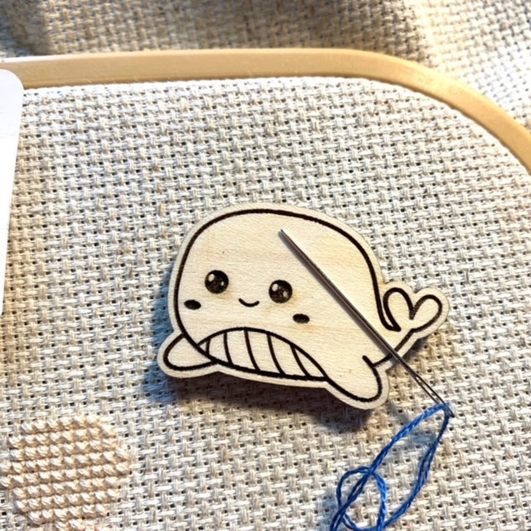 Whale Needle Minder, Whale Wood Needle Minder, Ocean Cross Stitch ...