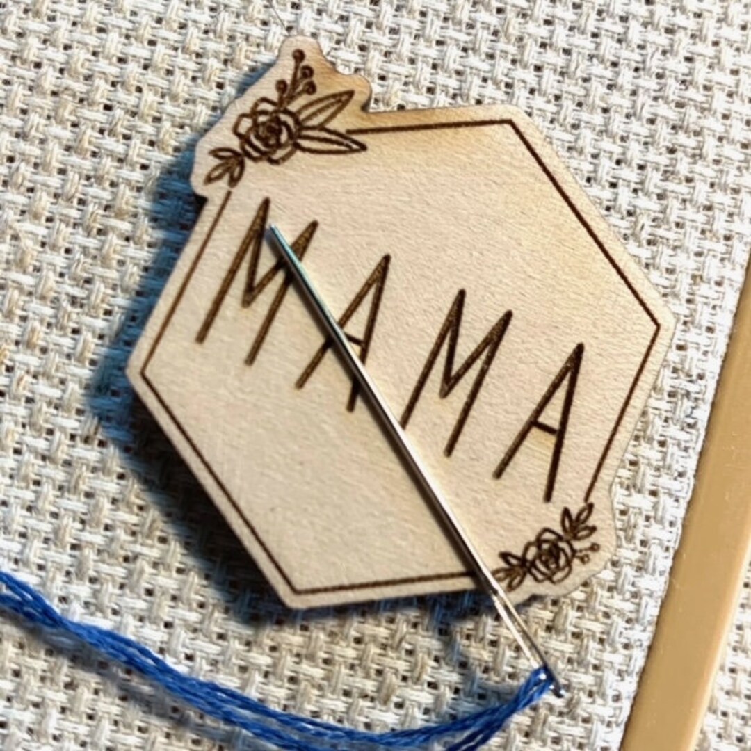 MAMA Floral Needle Minder 2, Wood Needle Minder, Cross Stitch Needle ...