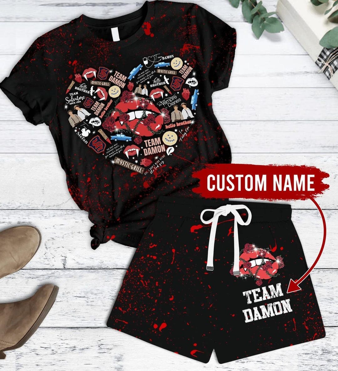 The Vampire Diaries Pajamas Set, Personalized Damon Salvatore Pajamas ...