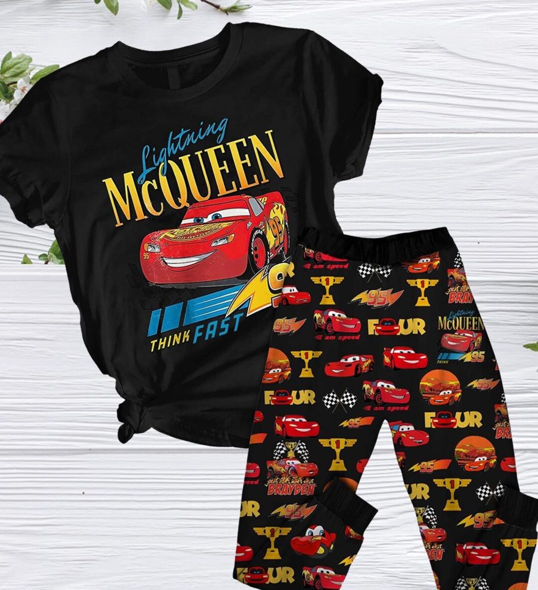 Clightning Mcqueen Pajamas Set, Mcqueen Cars Shirt, Disney Cars Pajamas ...