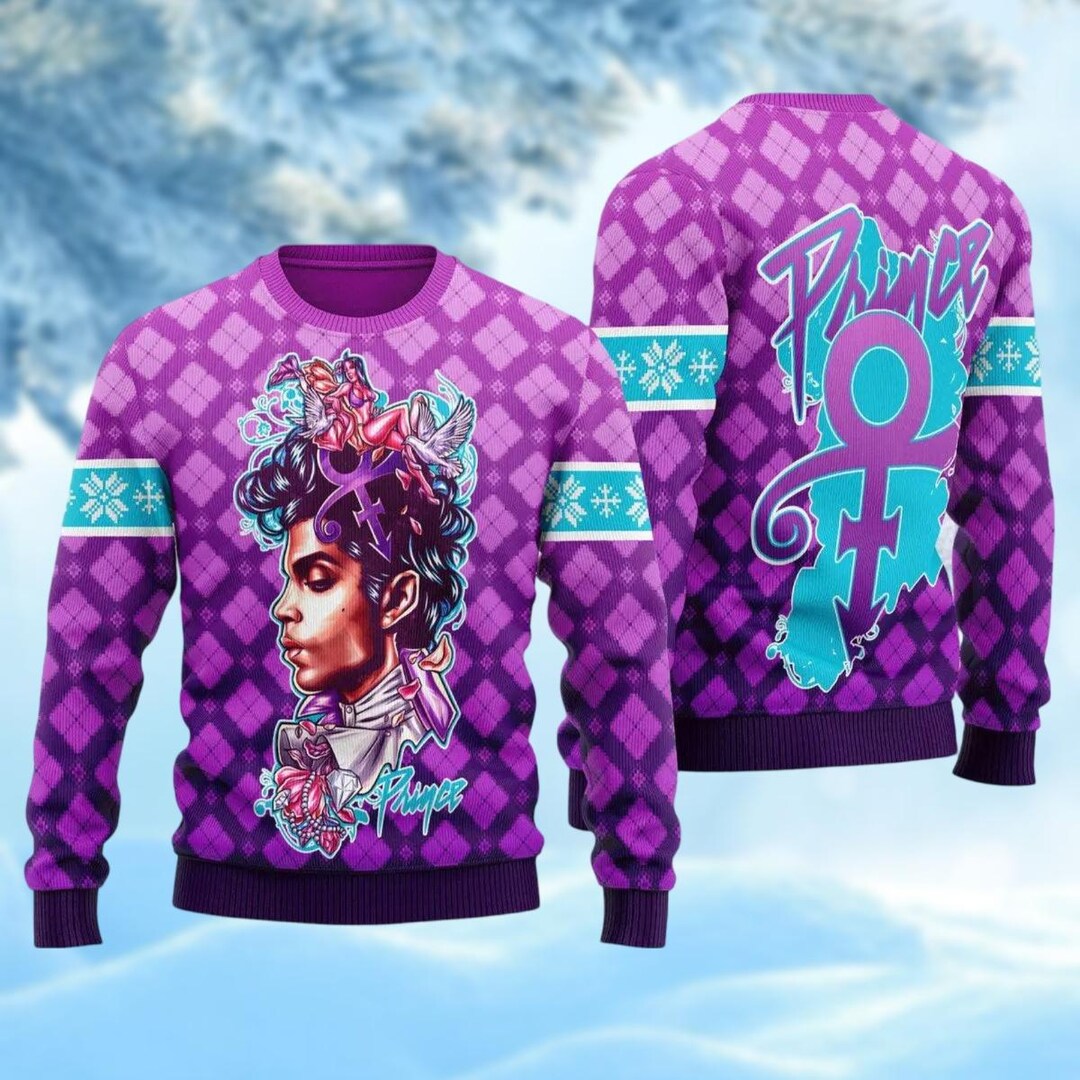 Prince Santa Ugly Sweater, Prince Purple Christmas Sweater, Prince Fan ...