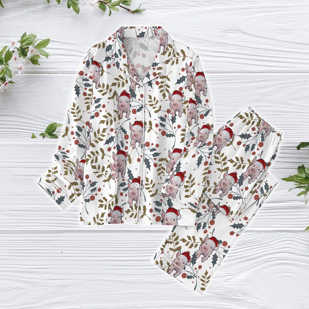 Cute Pigs Christmas Pajamas, Pig Mom Holiday Pajamas, Funny Pig Xmas ...