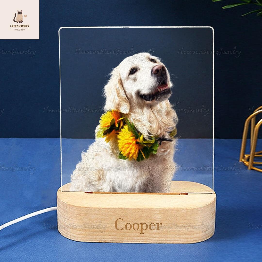 Custom Dog Night Light, Pet Acrylic Table Lamp Personalized Pet ...