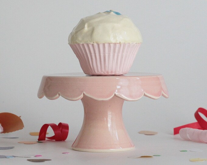 Tiny Scallop Cake Stand - Pink - Etsy