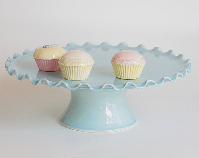 Ruffle Cake Stand 12 Inch Aqua - Etsy