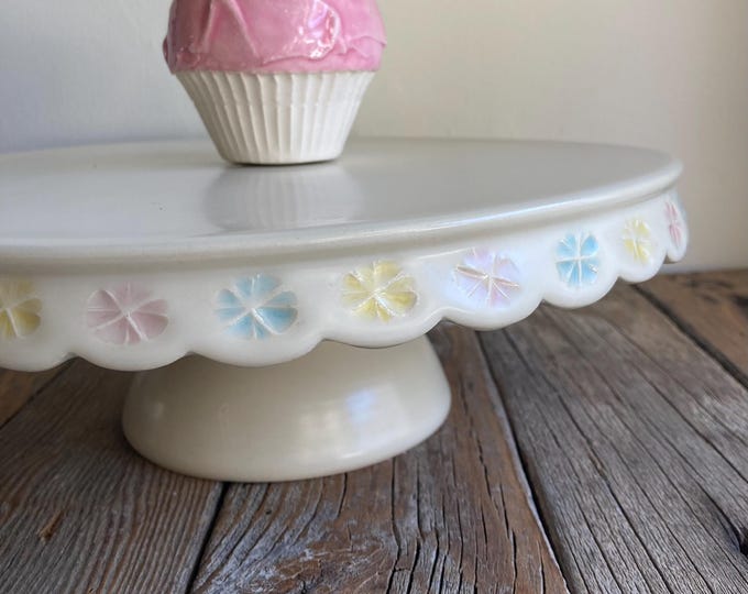 10 Inch Cake Stand Handmade Pottery With Starbursts and a Scallop Rim ...