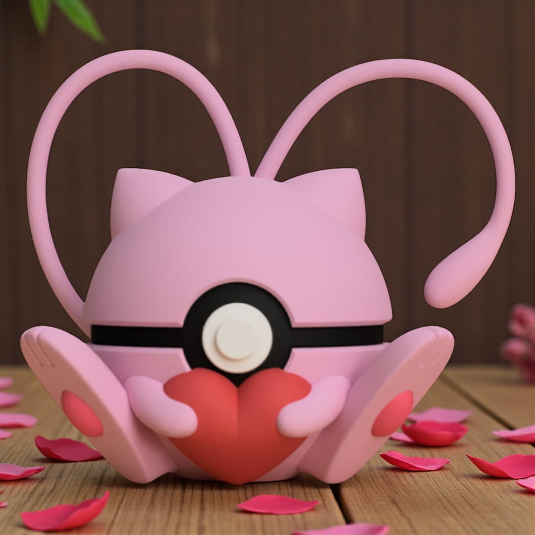 Valentines Day Mew Pokeball | 3D Printed Pokémon Display Collectible ...