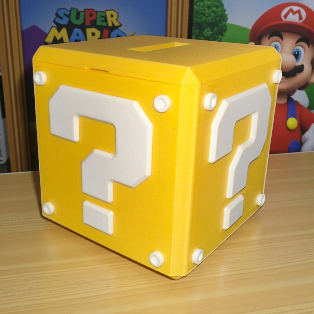 3D Printed Mario Question Block Coin Bank: Geek Gamer Decor - Etsy