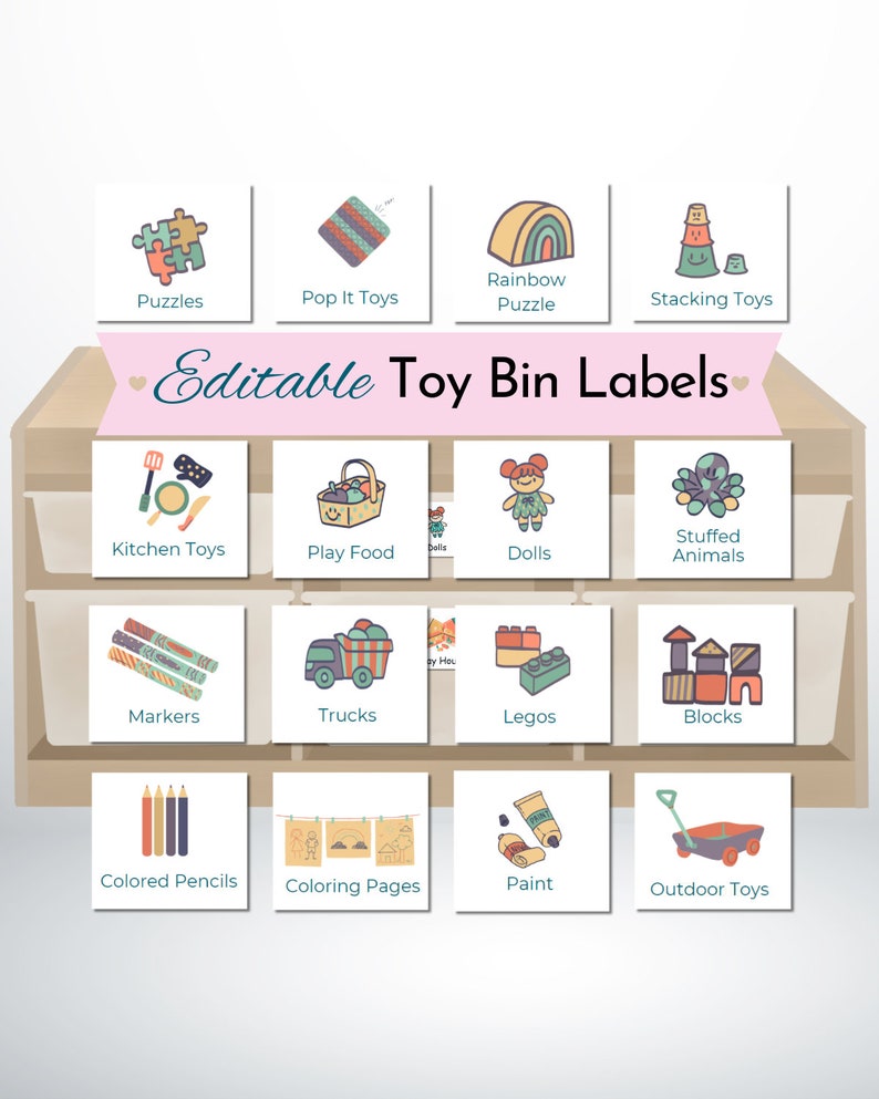 Toy Bin Label Printable Playroom Label Classroom Toy Label Editable ...